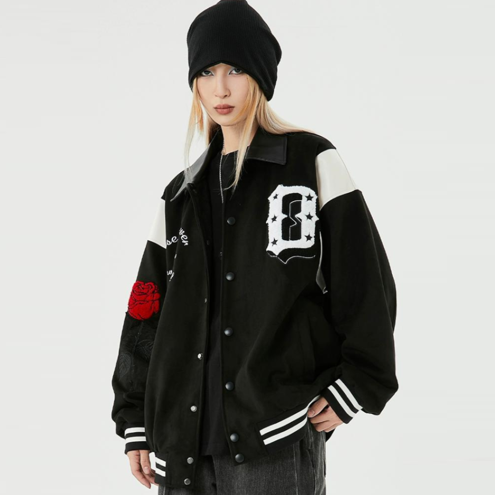 American Suede Thorn Rose Embroidered Jacket – AokLok (Kclot)