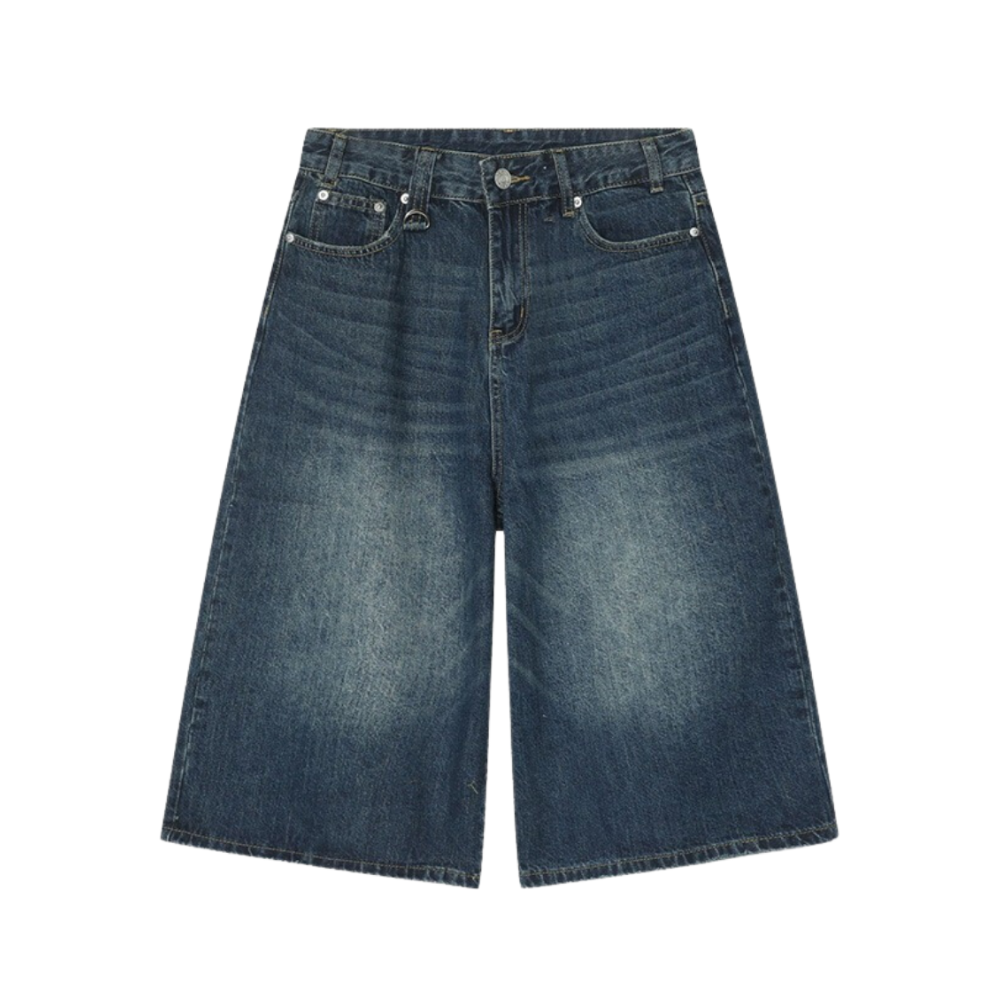 Distressed Wide-Leg Denim Shorts – AokLok (Kclot)