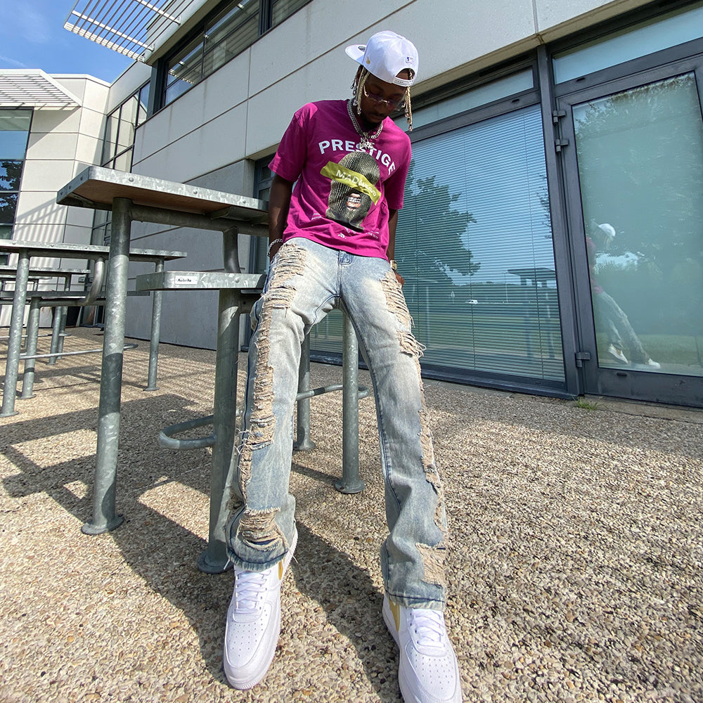 【P&M】Street Side Ripped Straight Jeans – AokLok (Kclot)