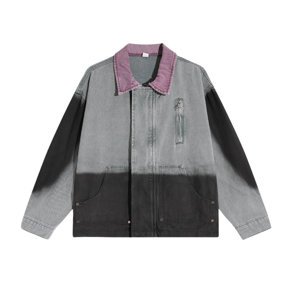 Gradient Lapel Embroidered Work Jacket – AokLok (Kclot)