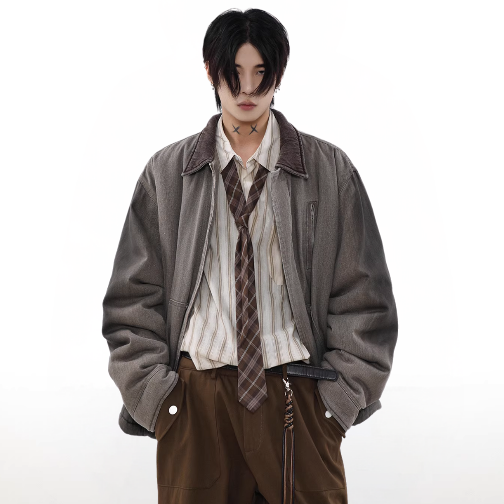 Gradient Lapel Embroidered Work Jacket – AokLok (Kclot)