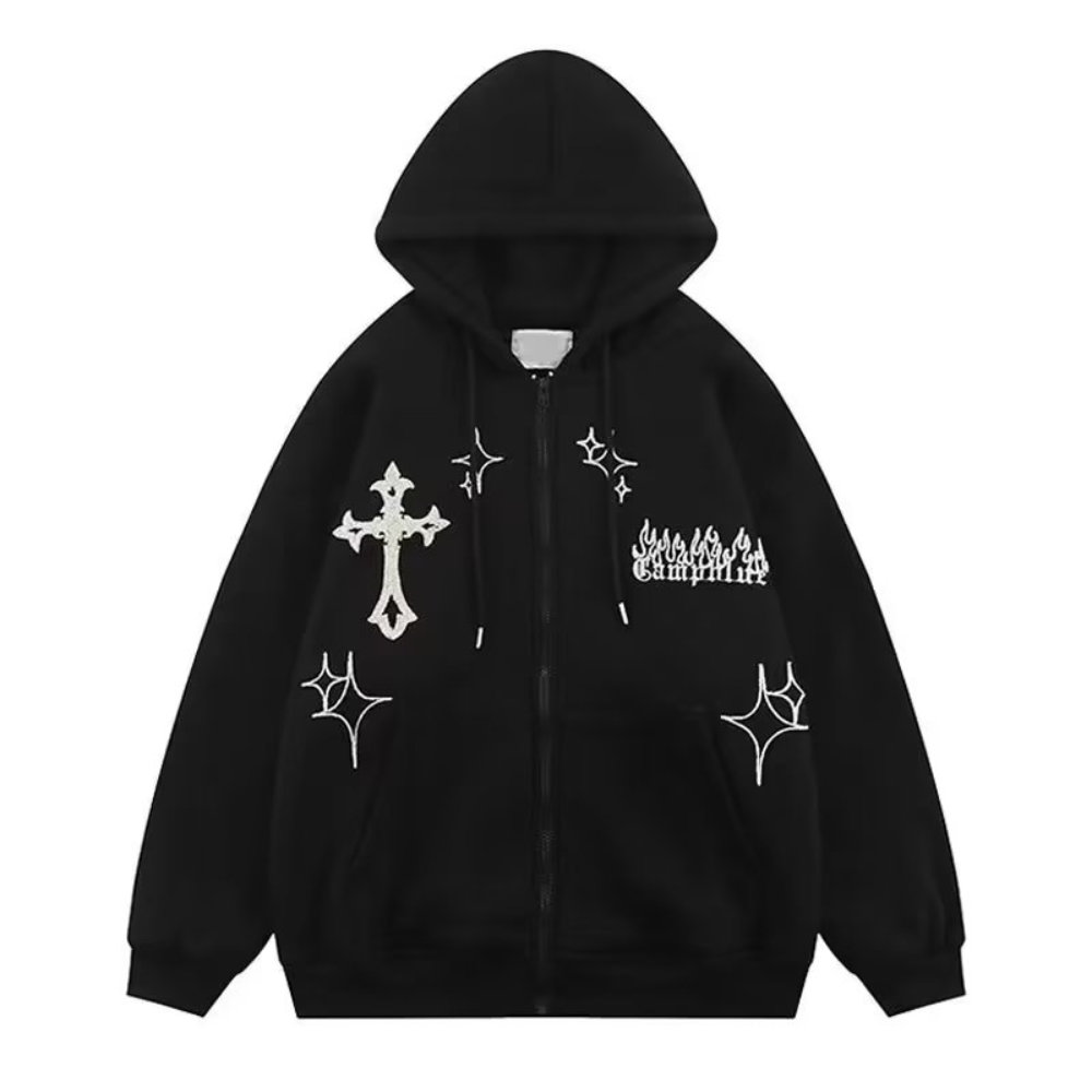 High Street Cross Embroidered Hoodie – AokLok (Kclot)