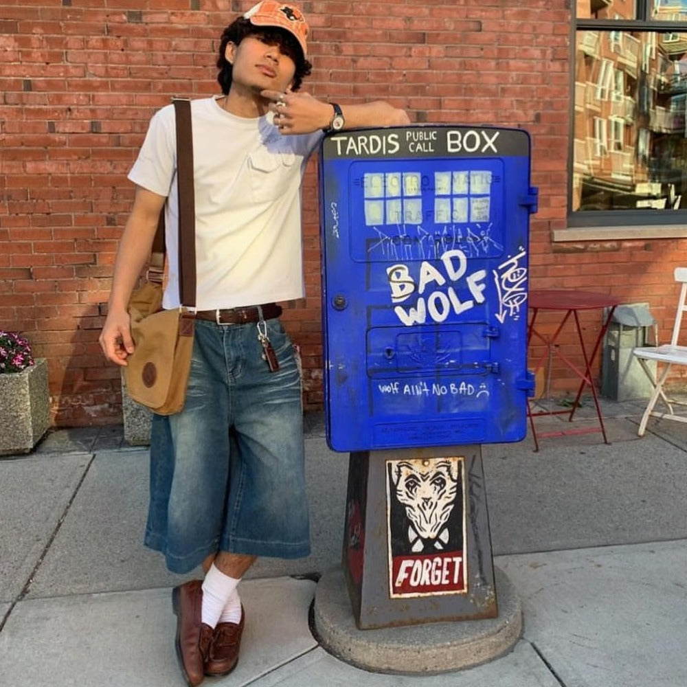 Distressed Wide-Leg Denim Shorts – AokLok (Kclot)