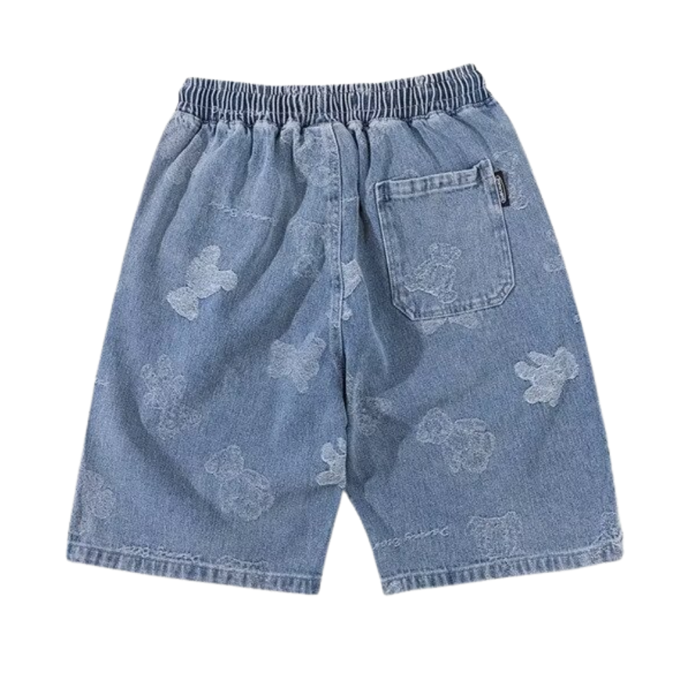 Washed Cartoon Print Denim Shorts – AokLok (Kclot)