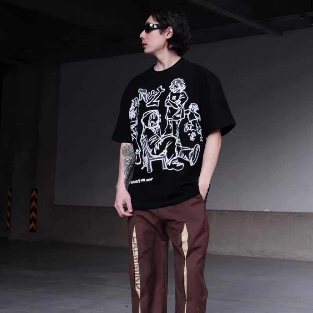 Street Cartoon Graffiti Oversize T-Shirt – AokLok (Kclot)