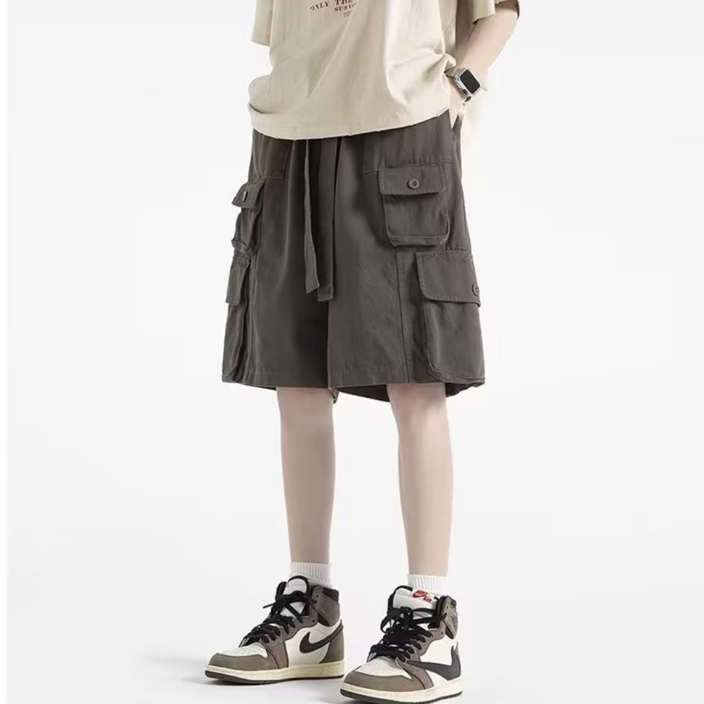 Solid Multi-Pocket Cargo Shorts – AokLok (Kclot)