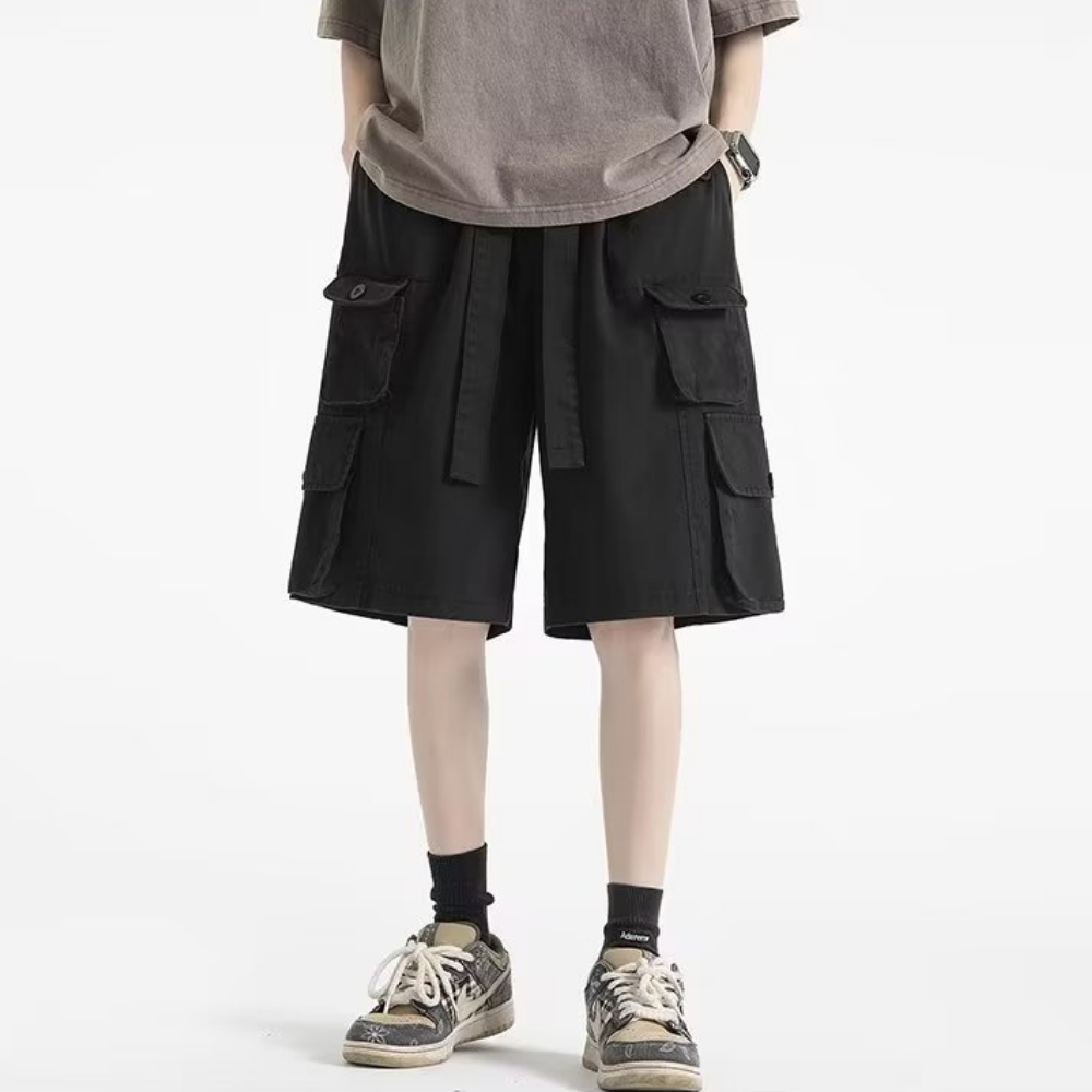 Solid Multi-Pocket Cargo Shorts – AokLok (Kclot)