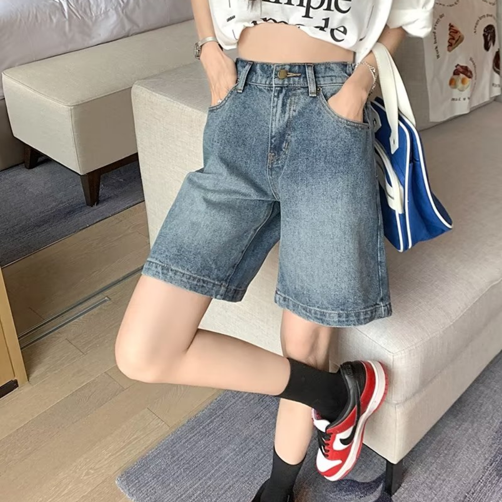 Women's Elastic Waist Solid Color Jorts – AokLok (Kclot)