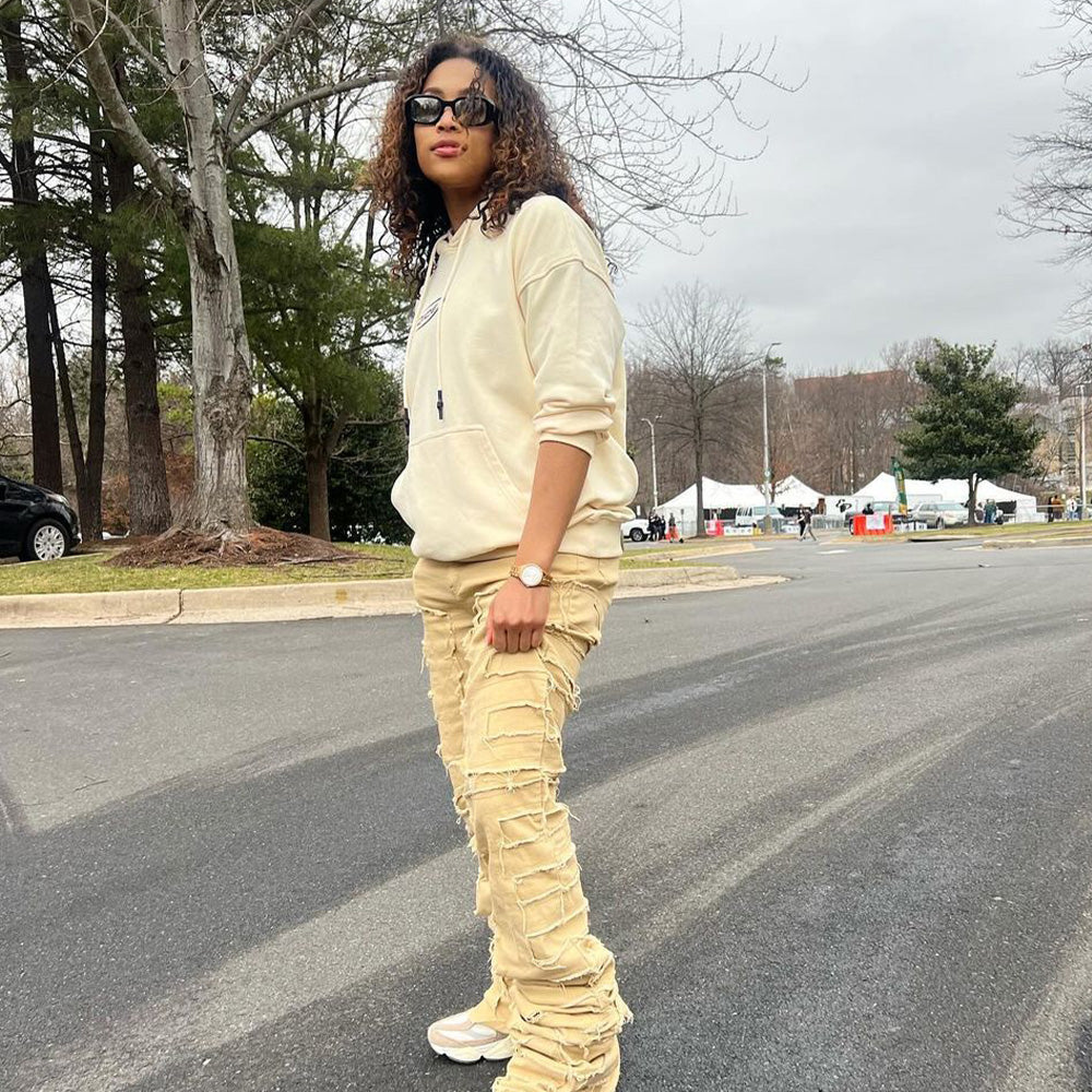 American Fashion Solid Color Patch Denim Jeans – AokLok (Kclot)