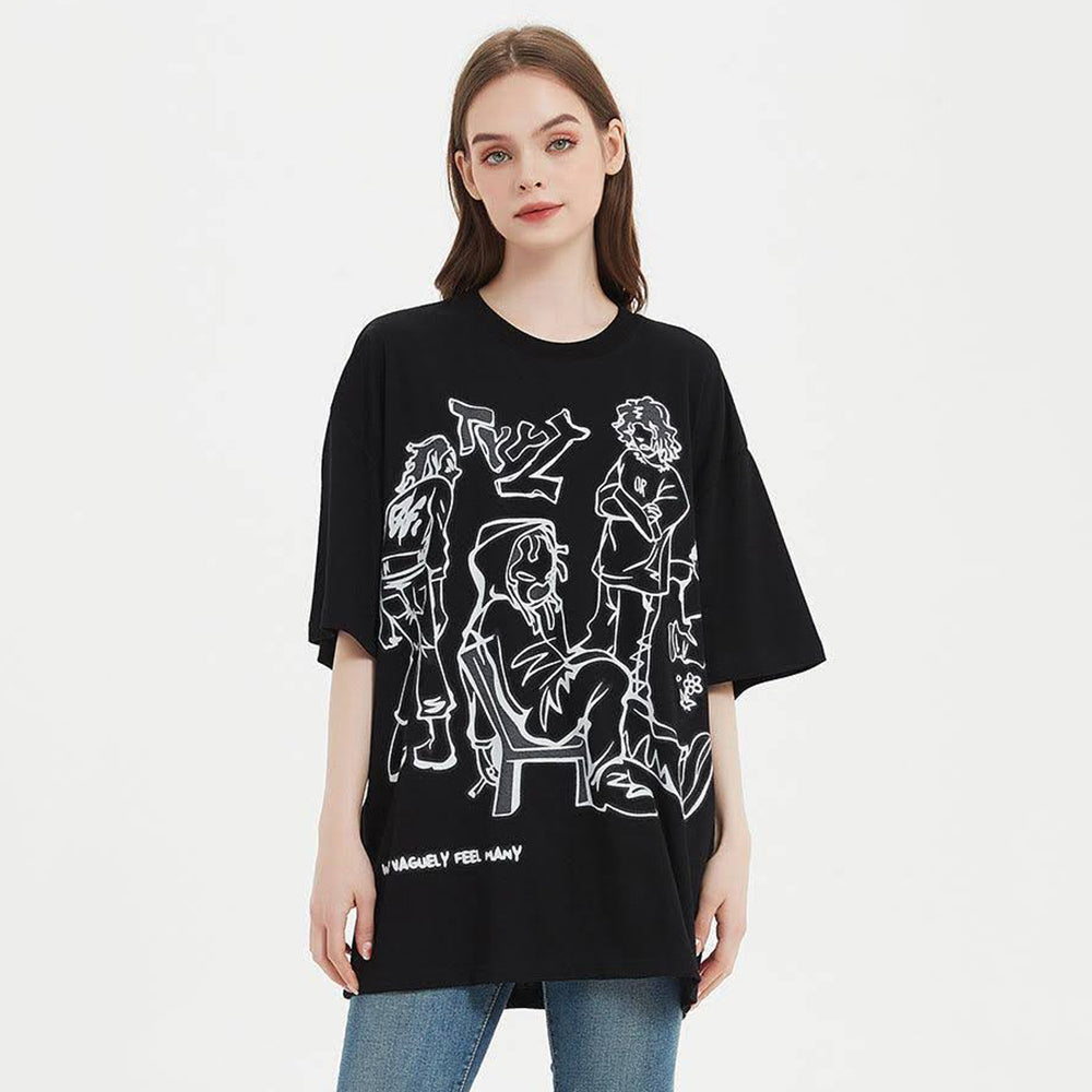 Street Cartoon Graffiti Oversize T-Shirt – AokLok (Kclot)