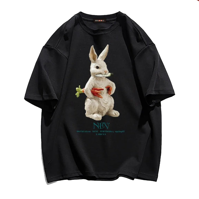 Modern Rabbit Print Cotton T-shirt – AokLok (Kclot)
